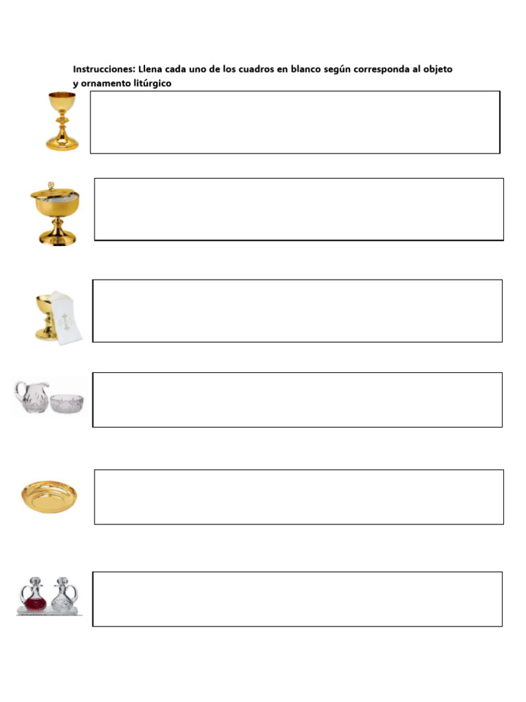 Actividad de Objetos Liturgicos | PDF
