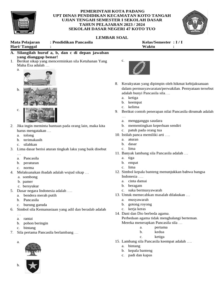 Soal Uts PKN SMST I Ok | PDF