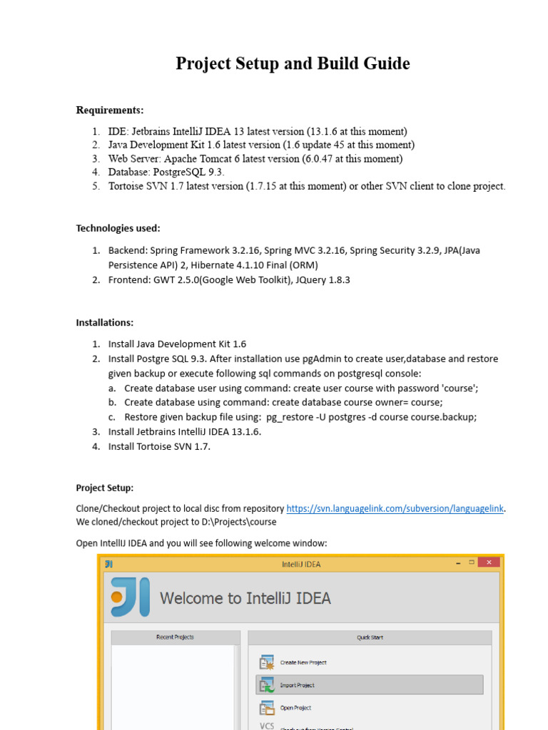 Project Setup, Build Guide and System Administration | PDF