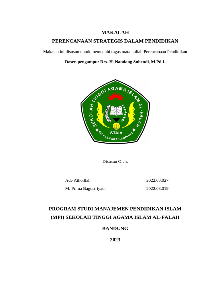 Makalah Perencanaan Pendidikan | PDF