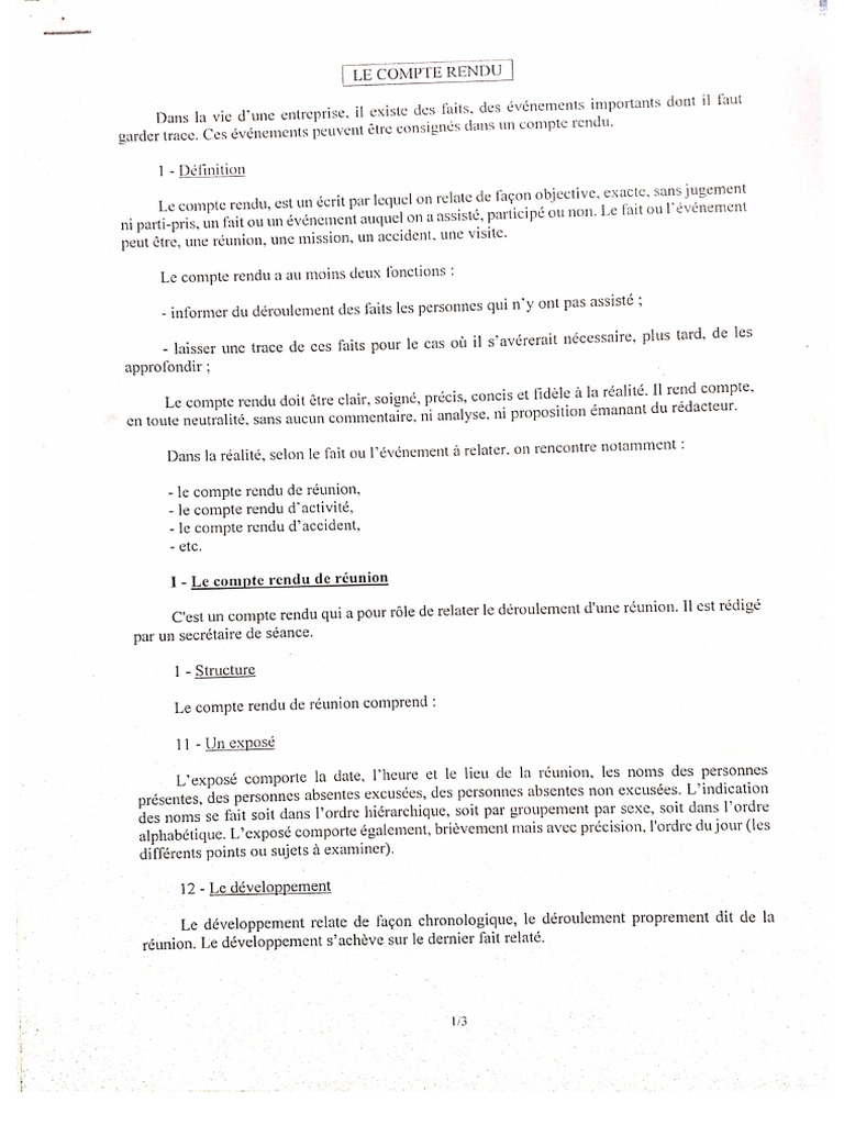 LE COMPTE RENDU | PDF
