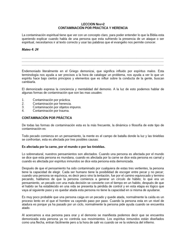 LECCION Nro.2 C0NTAMINACION POR PRACTICAS | PDF