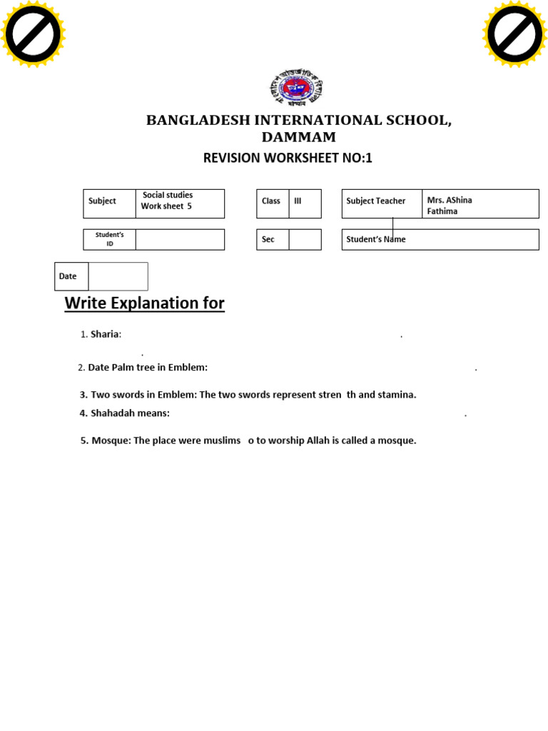 Grade III Revision Ws 1 | PDF