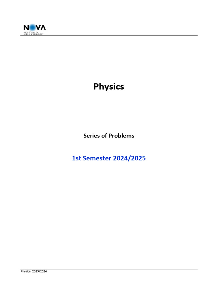 Physics - Series of Problems - 2024 - 2025 (English (British) ) | PDF