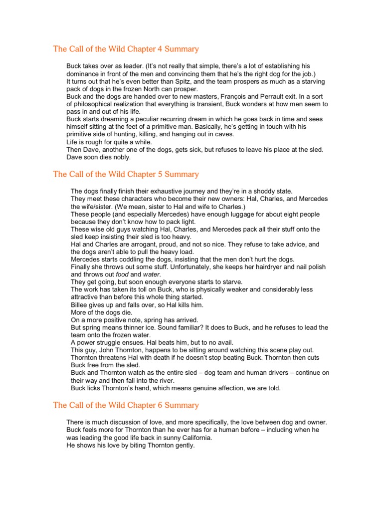 The Call of The Wild Chapter 4 Summary | PDF | Mystery, Thriller ...