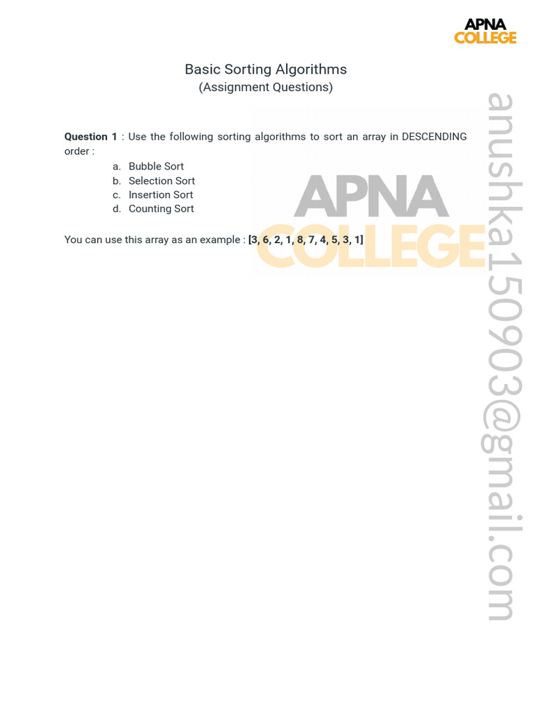 Sorting_Algos Questions | PDF