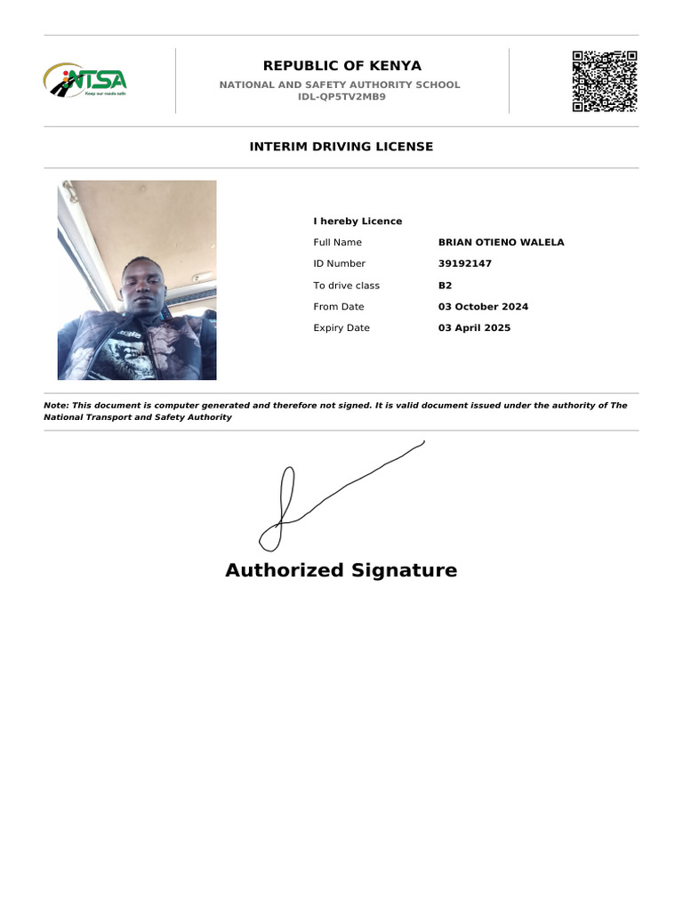 IDL-QP5TV2MB9-Interim Driving License | PDF