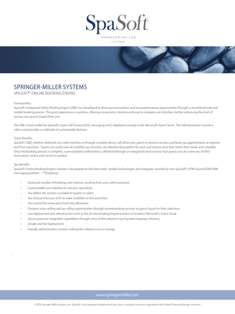 SpaSoft - Online Booking Overview | PDF