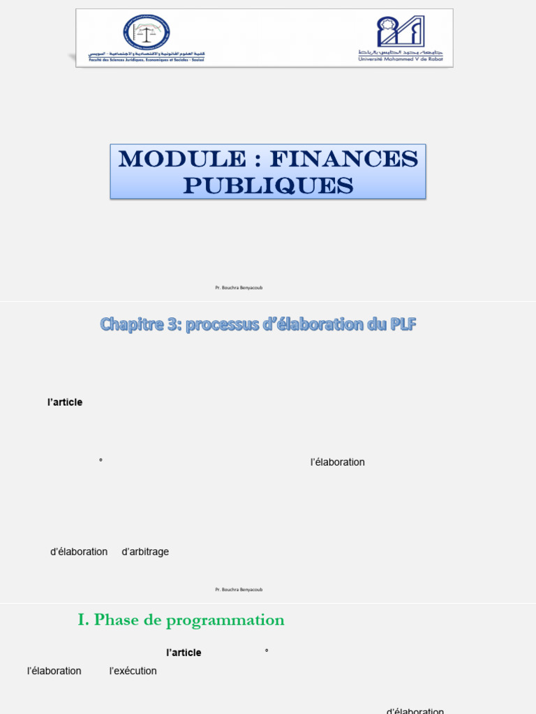 Processus d’élaboration du PLF | PDF