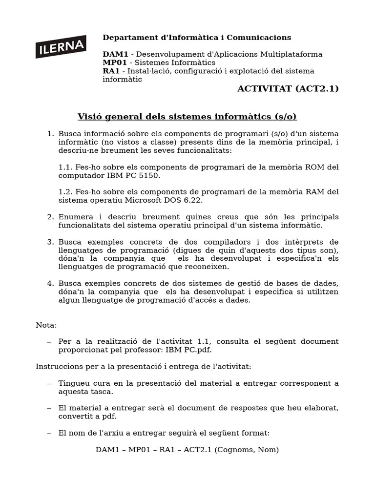 DAM1 - MP01 - RA1 - ACT2.1. Enunciat | PDF