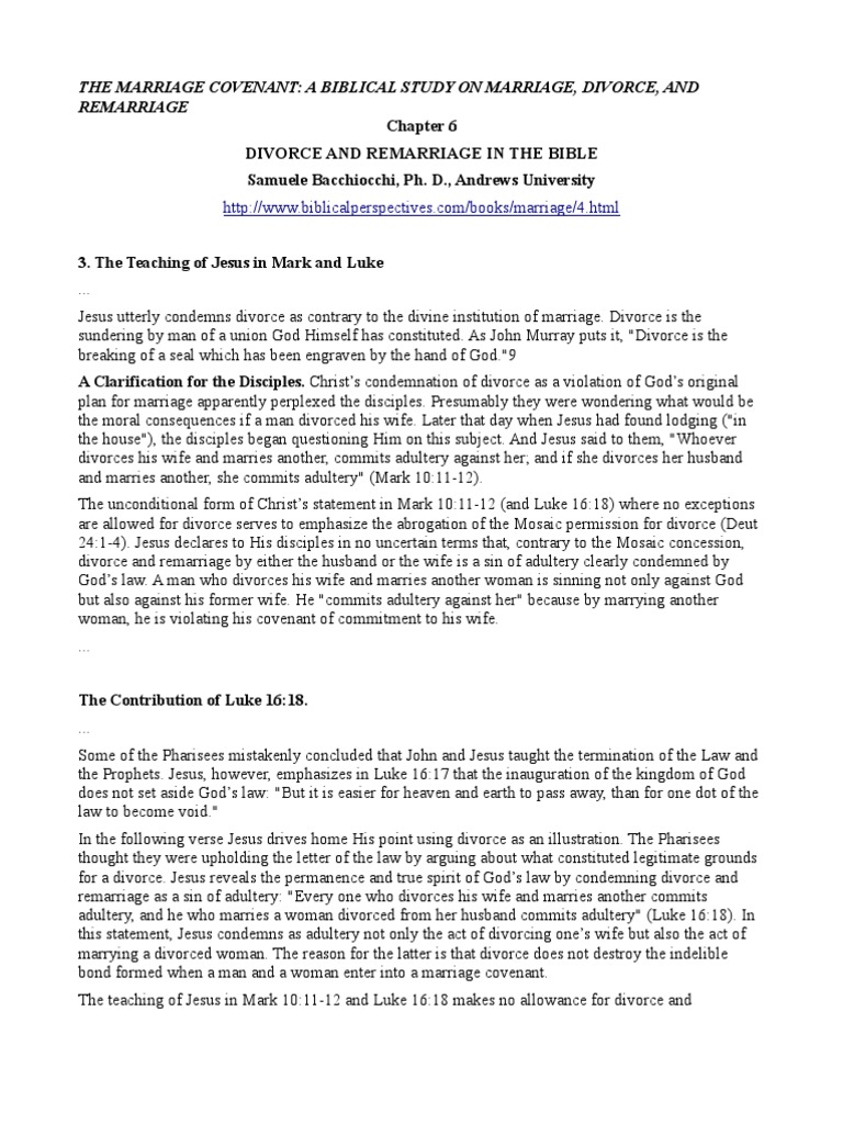 Biblical Teachings on Divorce & Remarriage | PDF | Gospel Of Matthew ...