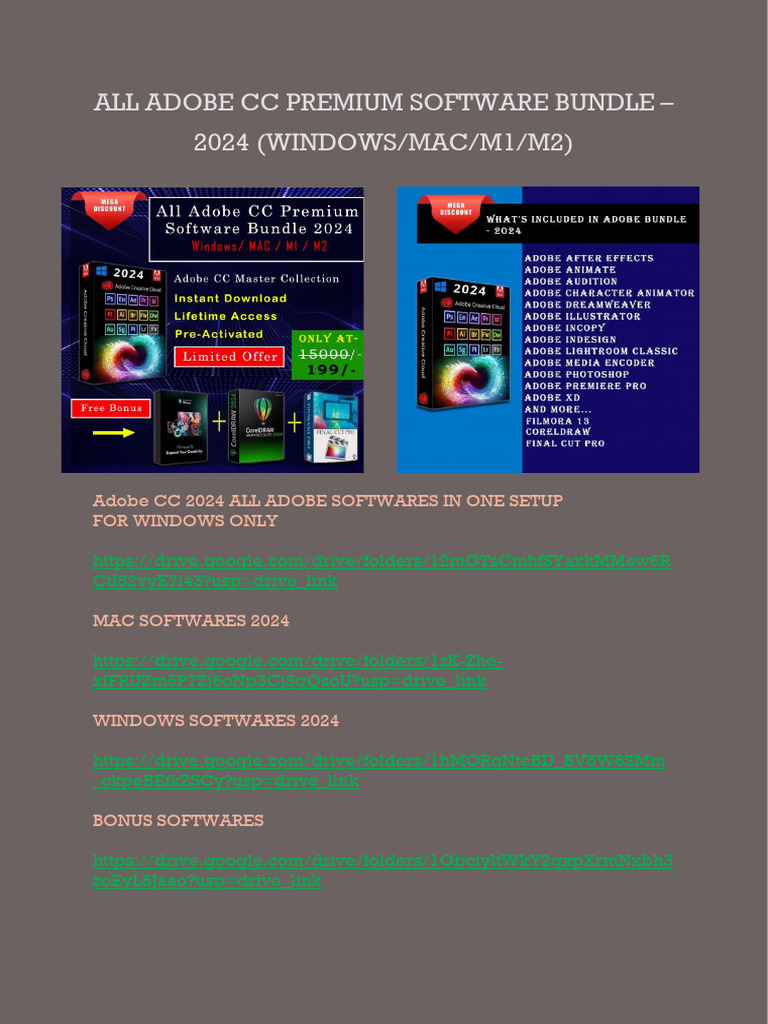 ALL ADOBE CC PREMIUM SOFTWARE BUNDLE | PDF