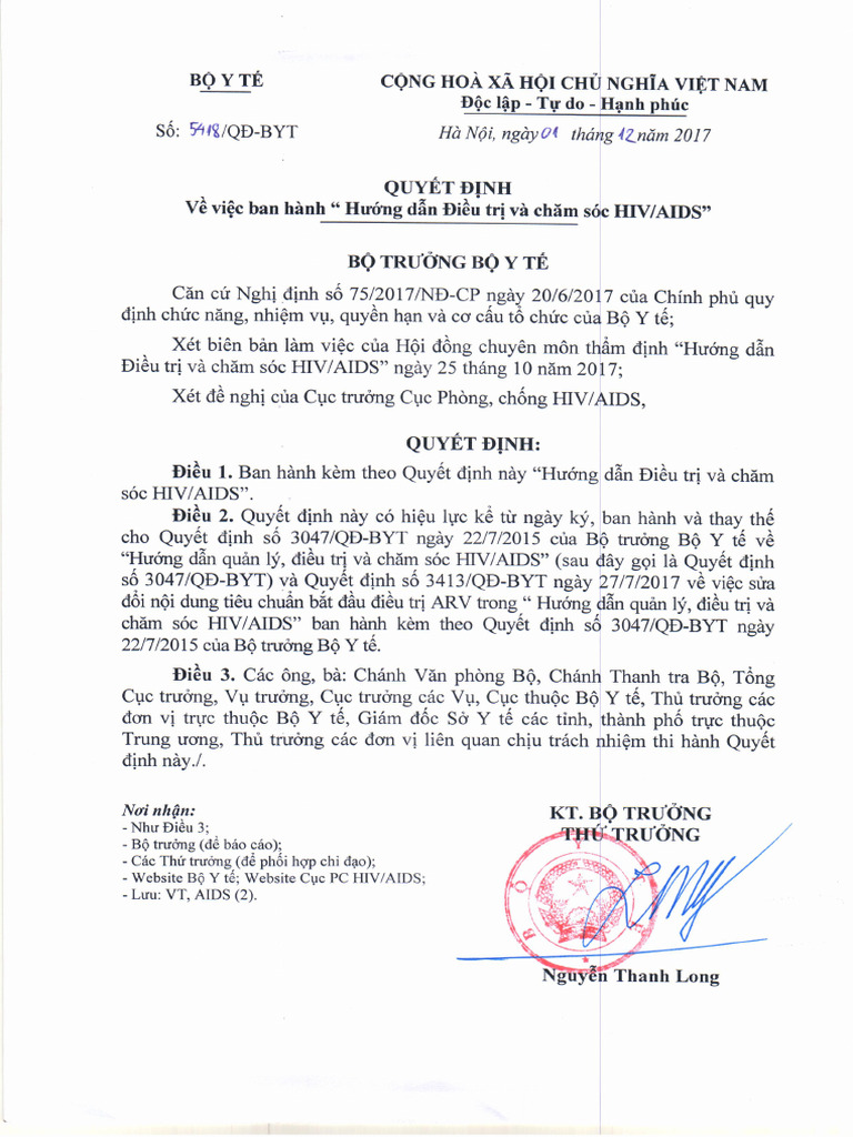 Huong Dan Dieu Tri Va Cham Soc Hiv Vaac Final Web | PDF