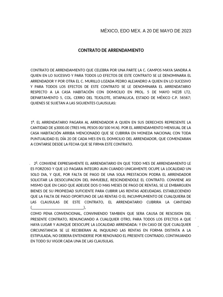 Contrato Arriendo | PDF