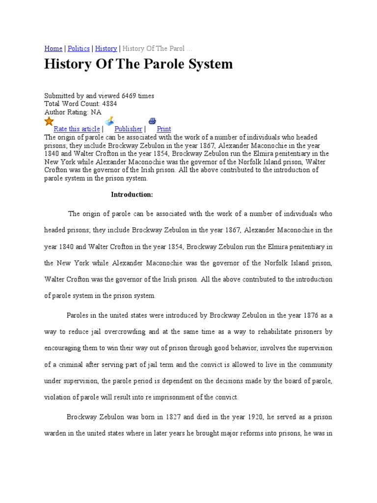 History and Origins of Parole System | PDF
