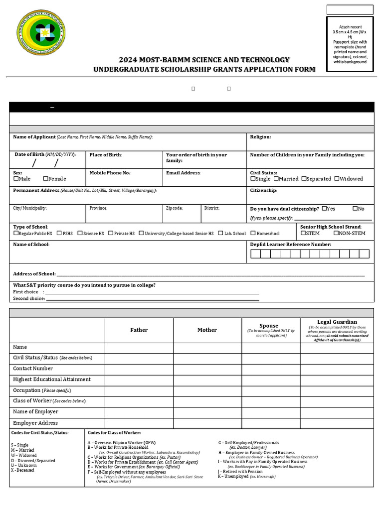 2024 Final Revised Application Form A 1 | PDF