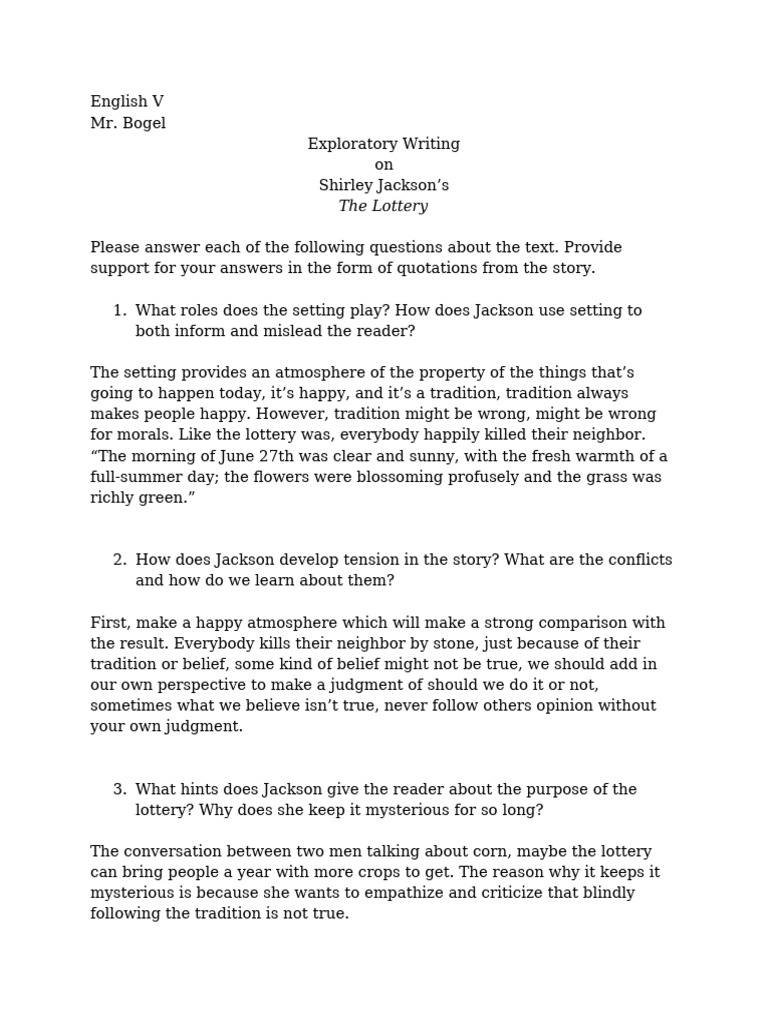 Lottery Exploratory Writing | PDF