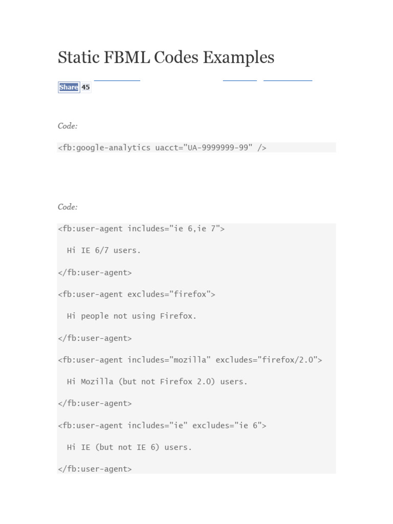 Static FBML Codes Examples | PDF