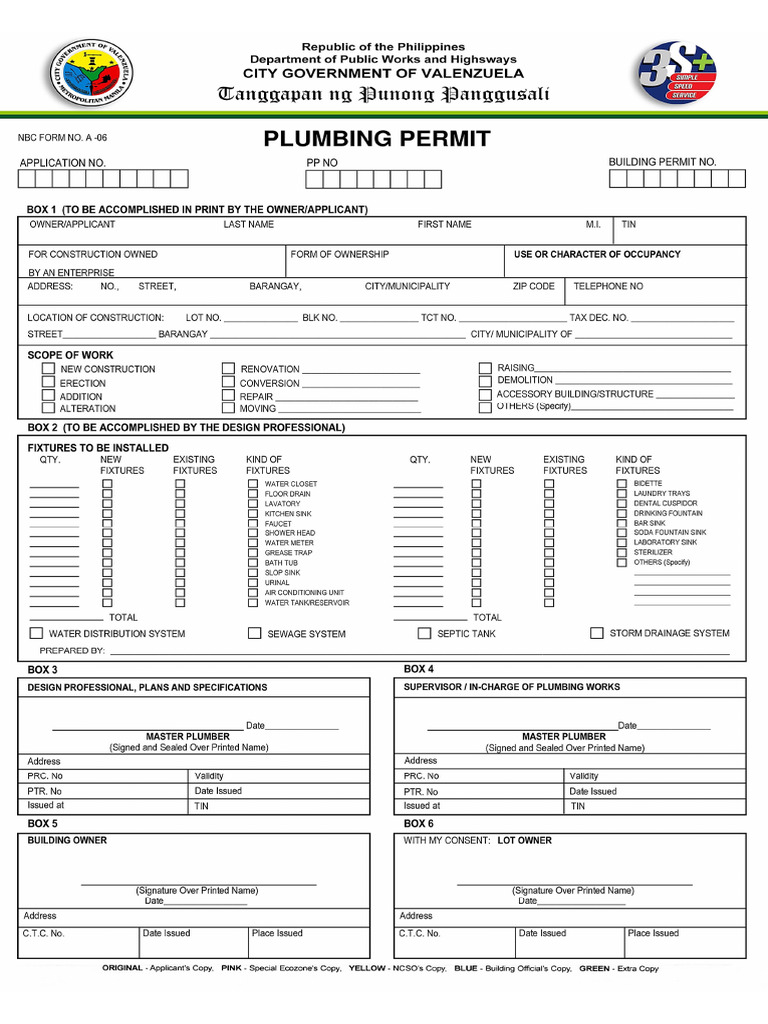 Plumbing Permit Form | PDF
