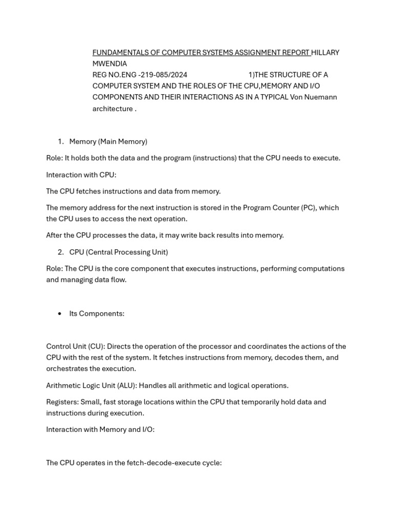 Fundamentals of computer Assignment Report^ (2) | PDF