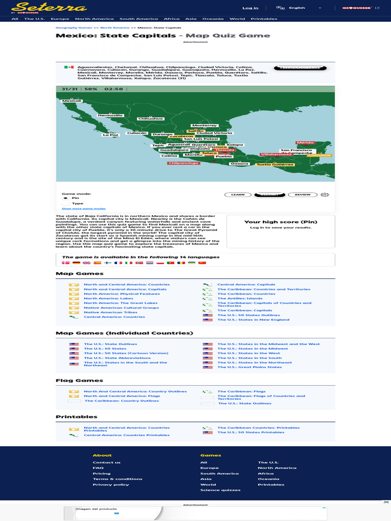 Mexico State Capitals - Map Quiz Game - Seterra | PDF