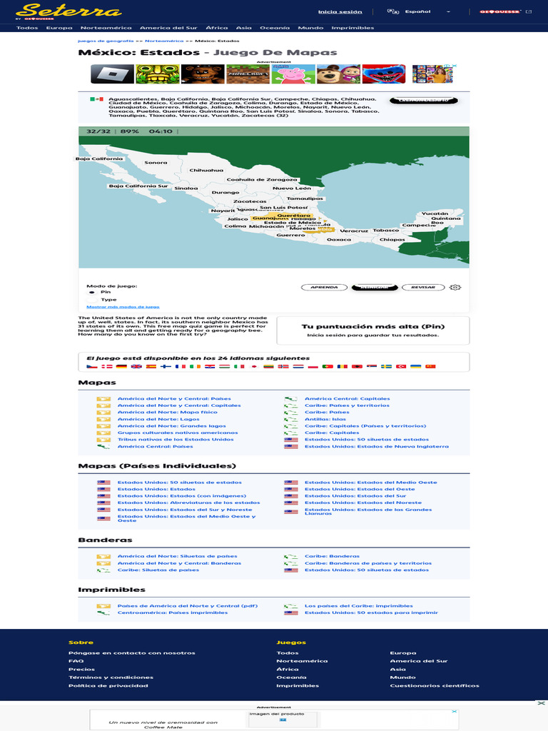 México Estados - Juego de Mapas - Seterra | PDF