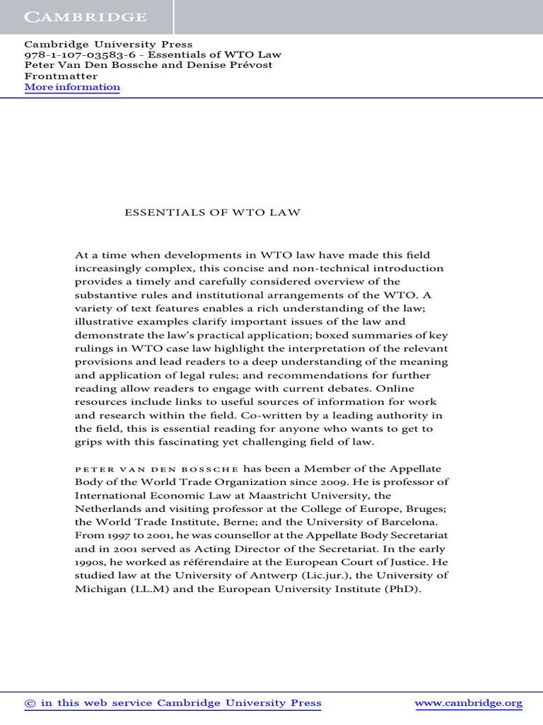 Essentials of WTO Law | PDF