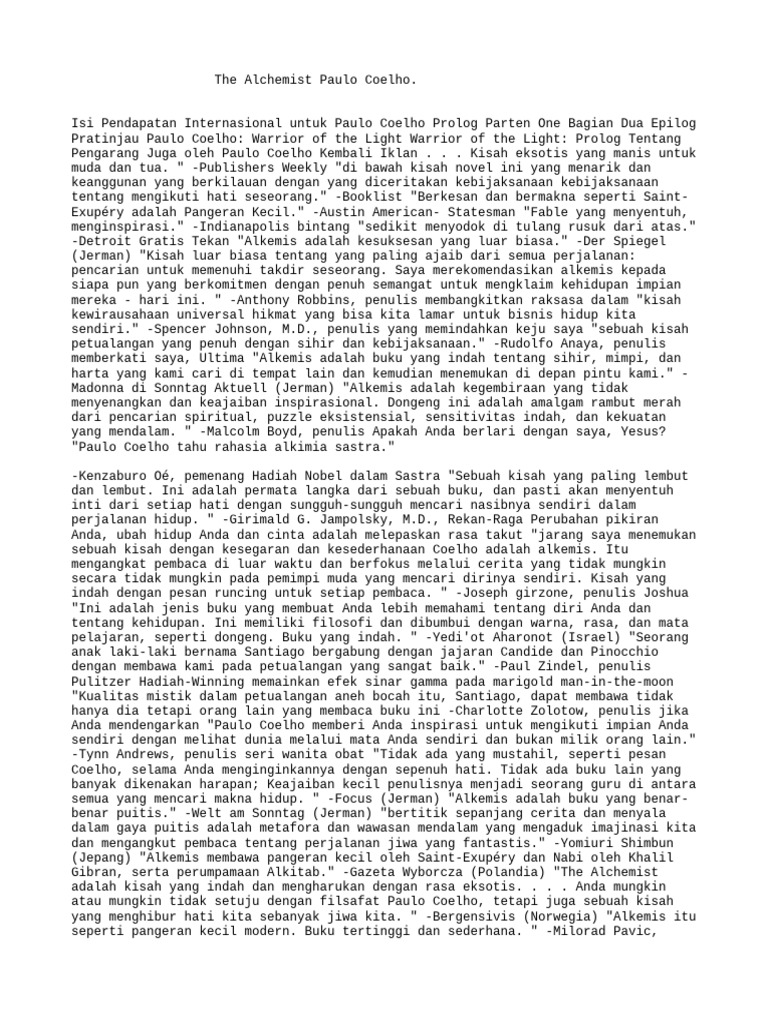 The Alchemist Paulo Coelho. | PDF