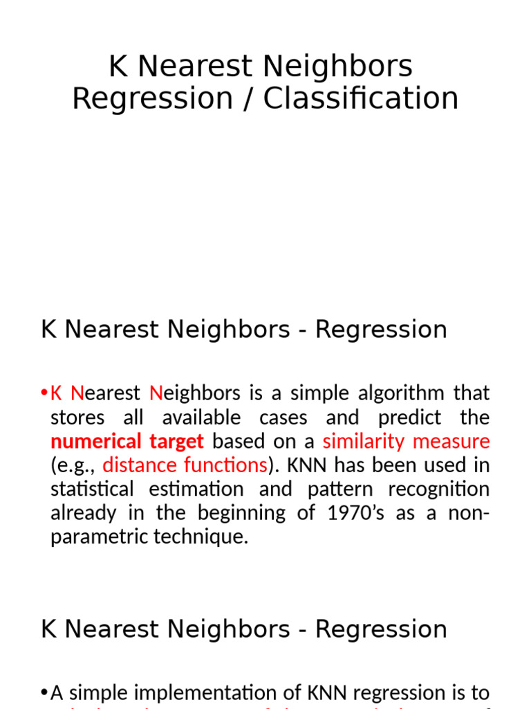 K Nearest Neighbors - Regression | PDF