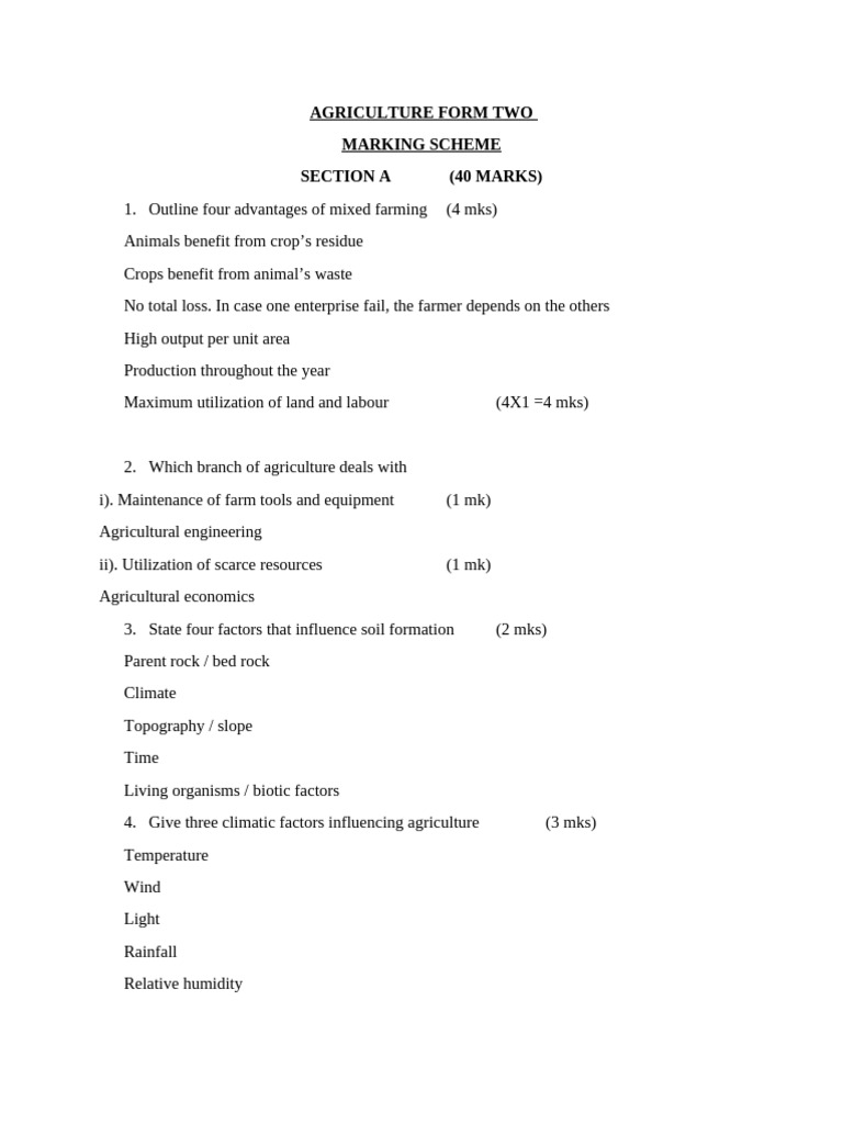 Agriculture F2T2 2024 MS | PDF