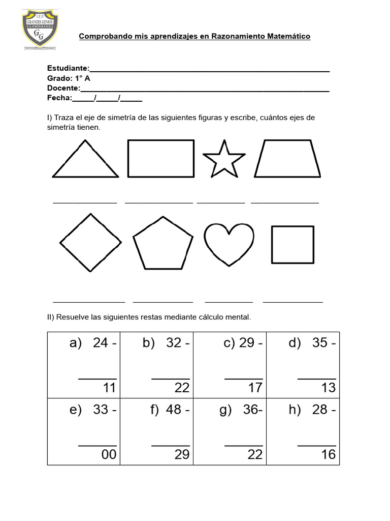 Comprobando Mis Aprendizajes en Razonamiento Matemático | PDF