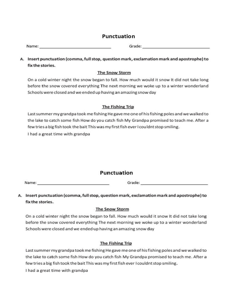 Punctuation Worksheet | PDF