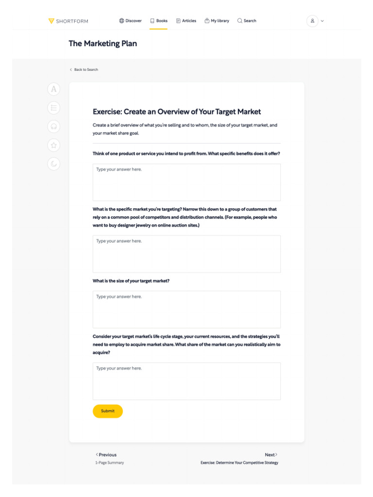 The Marketing Plan Exercise Create An Overview of Your Target Market | PDF