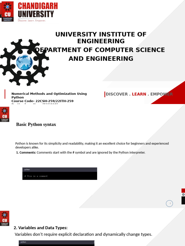 University Institute of Engineering Department of Computer Science and ...