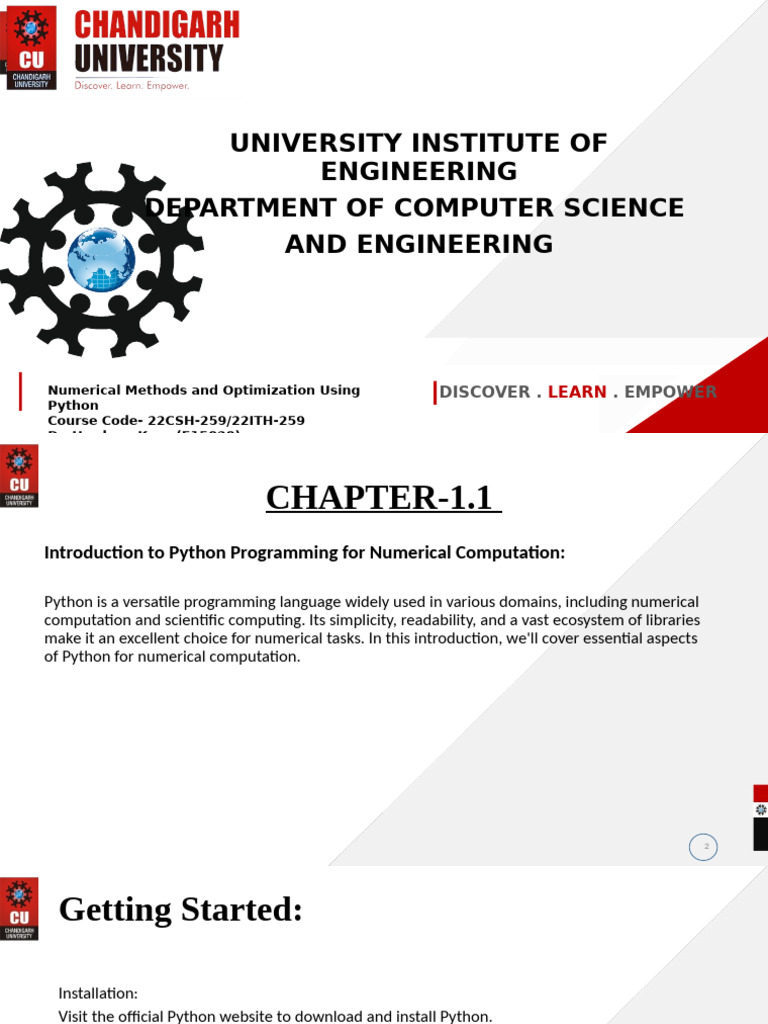 University Institute of Engineering Department of Computer Science and Engineering | PDF