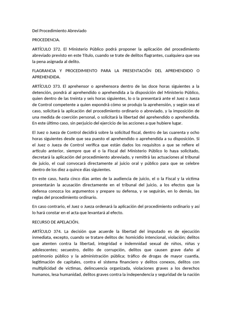 Del Procedimiento Abreviado | PDF