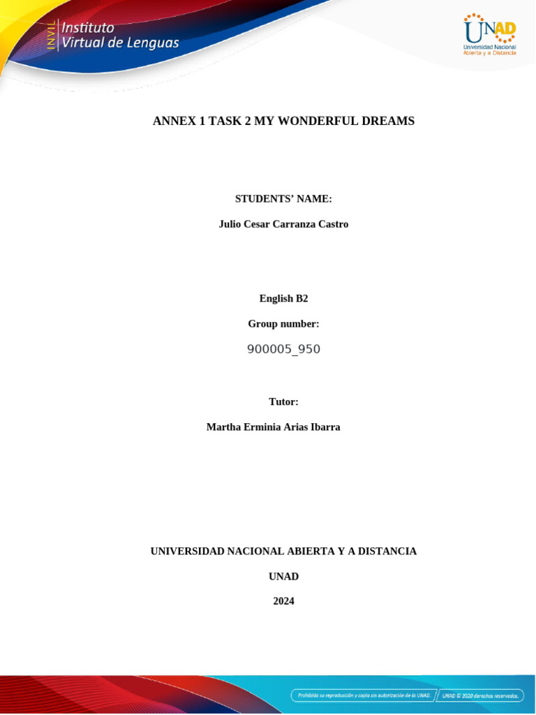 Julio Carranza - TASK - 2 - MY WONDERFUL DREAMS | PDF