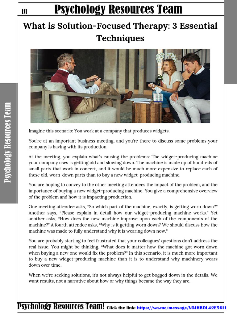 What Is Solution-Focused Therapy 3 Essential Techniques | PDF ...