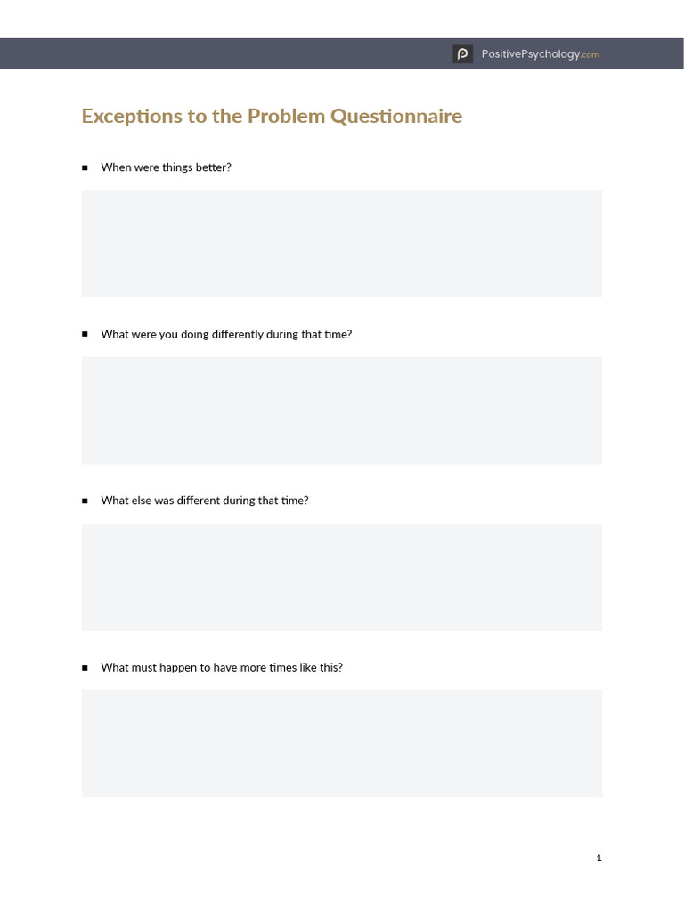 Exceptions To The Problem Questionnaire | PDF