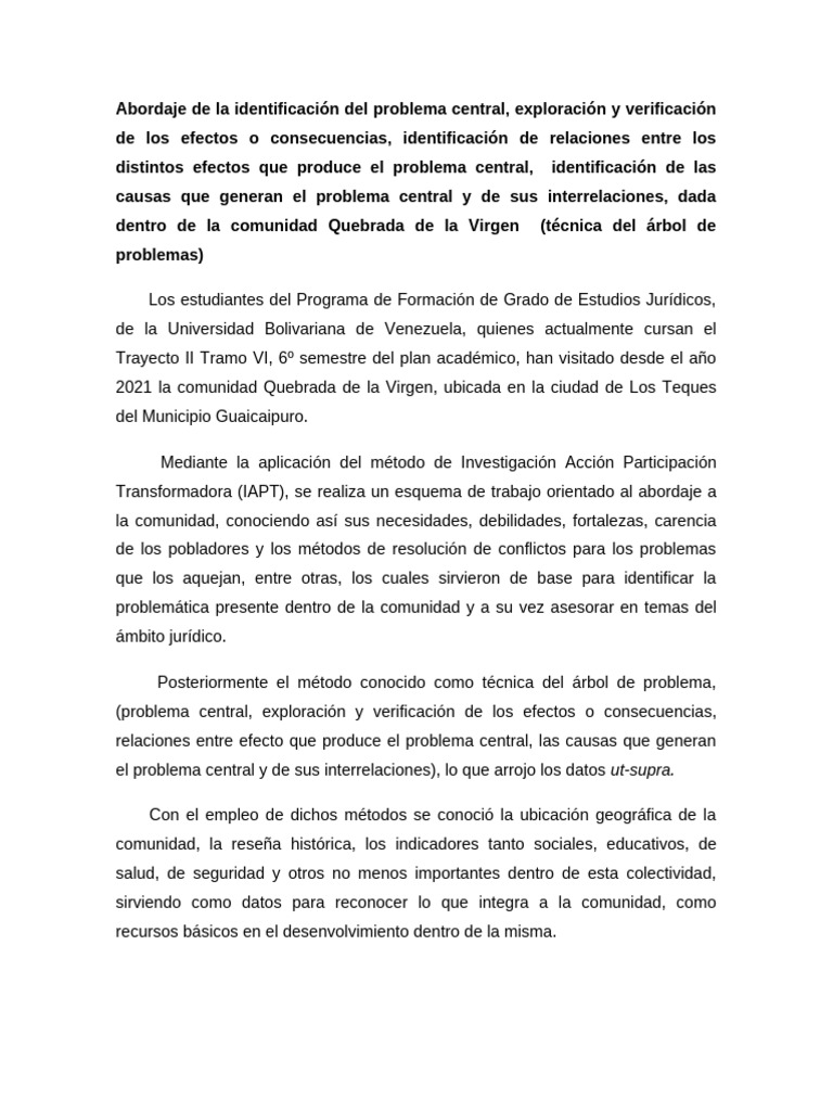 Abordaje de La Identificación Del Problema Central Original | PDF
