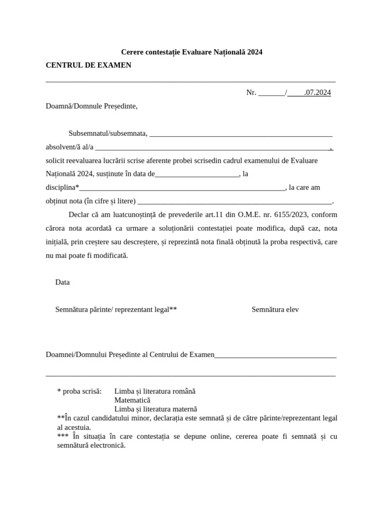 Cerere-Contestatie 2024 | PDF