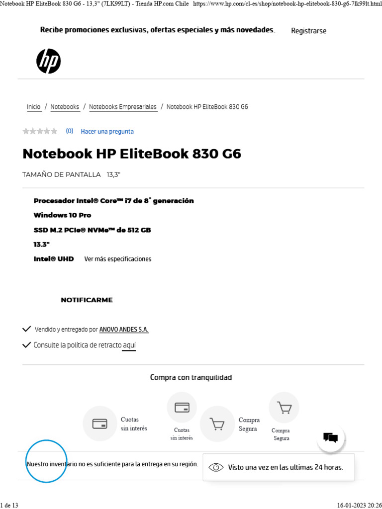 Notebook HP EliteBook 830 G6 - 13,3 (7LK99LT) - Tienda HP - Com Chile | PDF