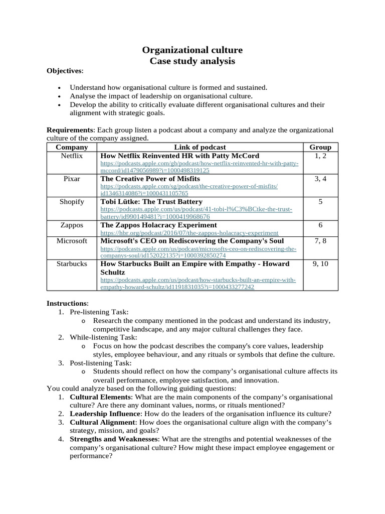 Organizational Culture Case Studies | PDF