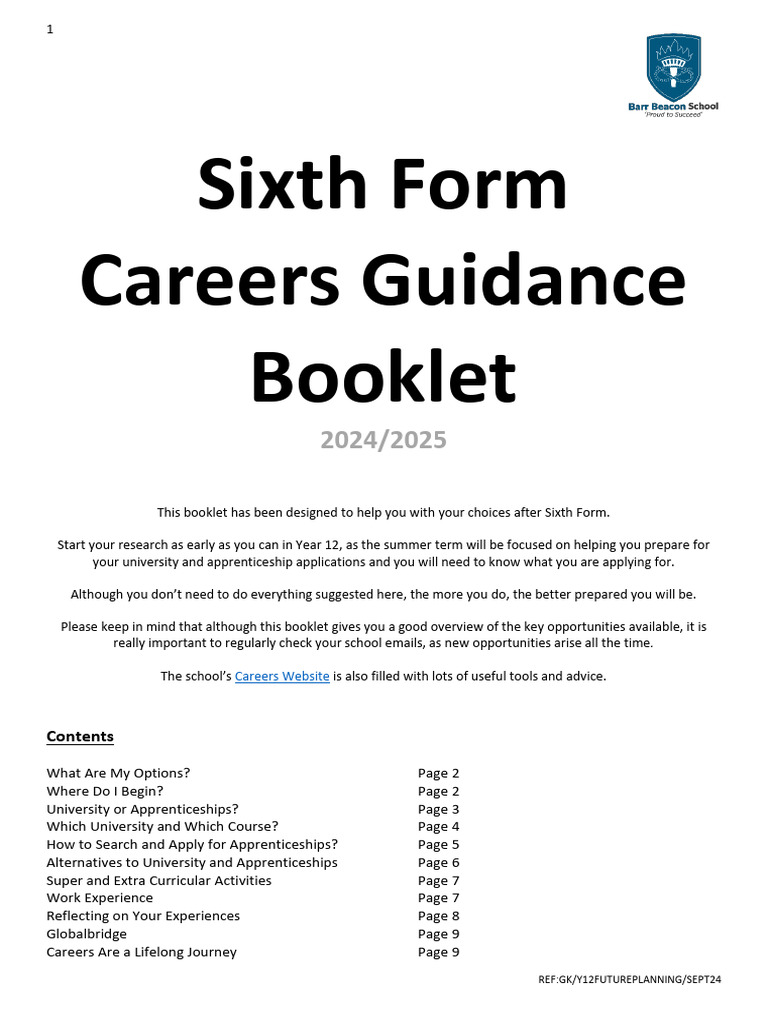 Sixth Form Careers Guidance Booklet | PDF
