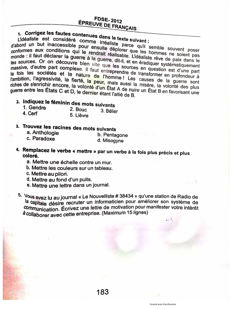 Tchala Français FDSE | PDF