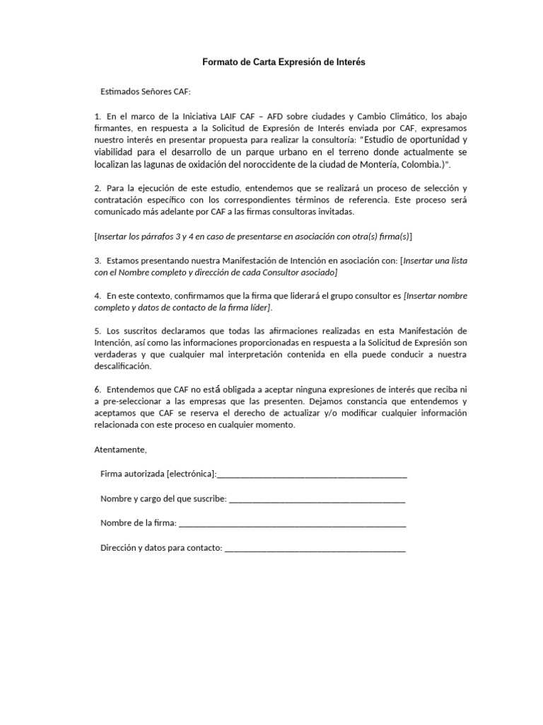 anexo-d-formato-de-carta-expresion-de-interes | PDF