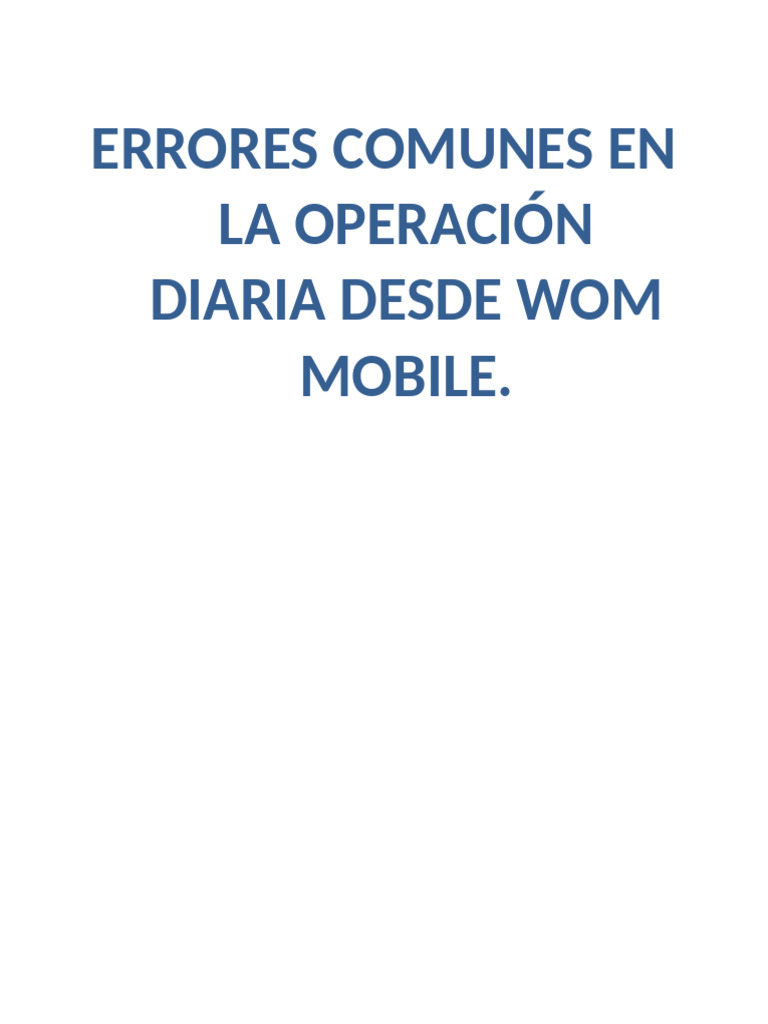 WOM Mobile Guía de Problemas Comunes | PDF