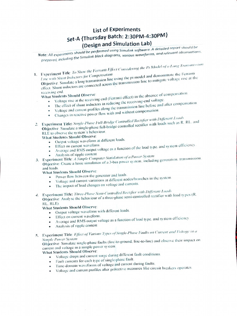 Simulation Lab Thurday Experiment List 5th Sem | PDF
