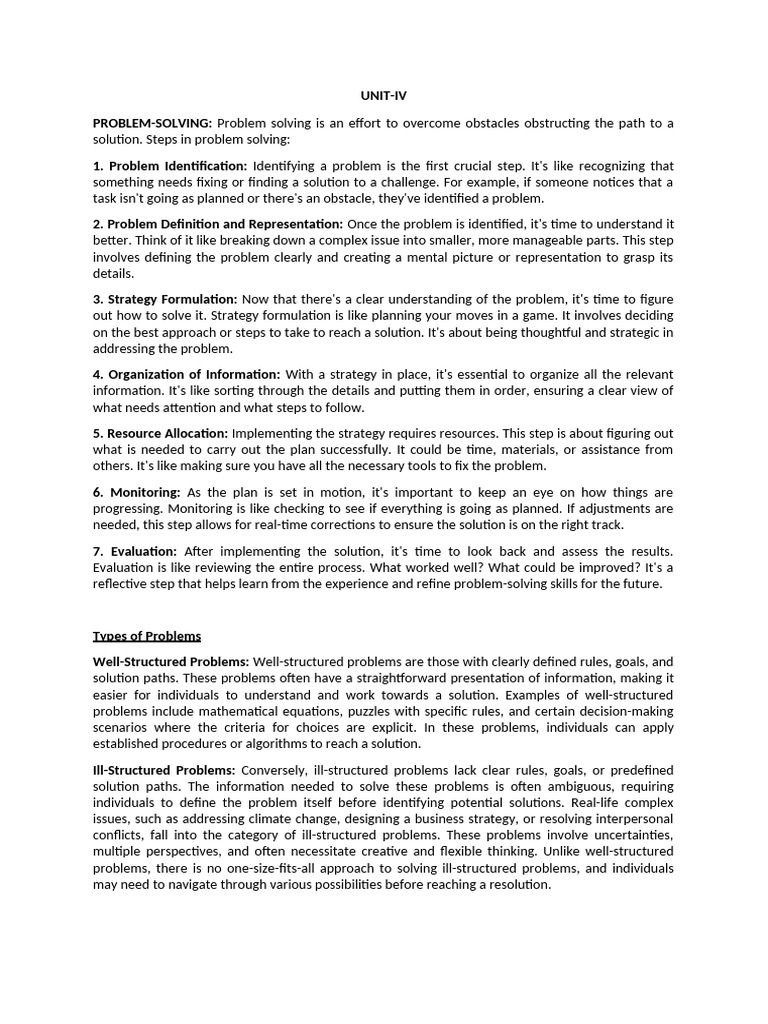 UNIT 4 PROBLEM-SOLVING | PDF