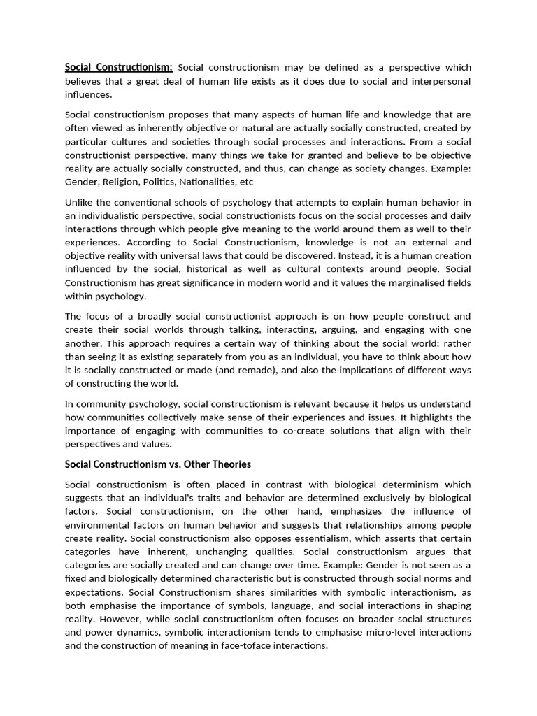 Social Constructionism | PDF